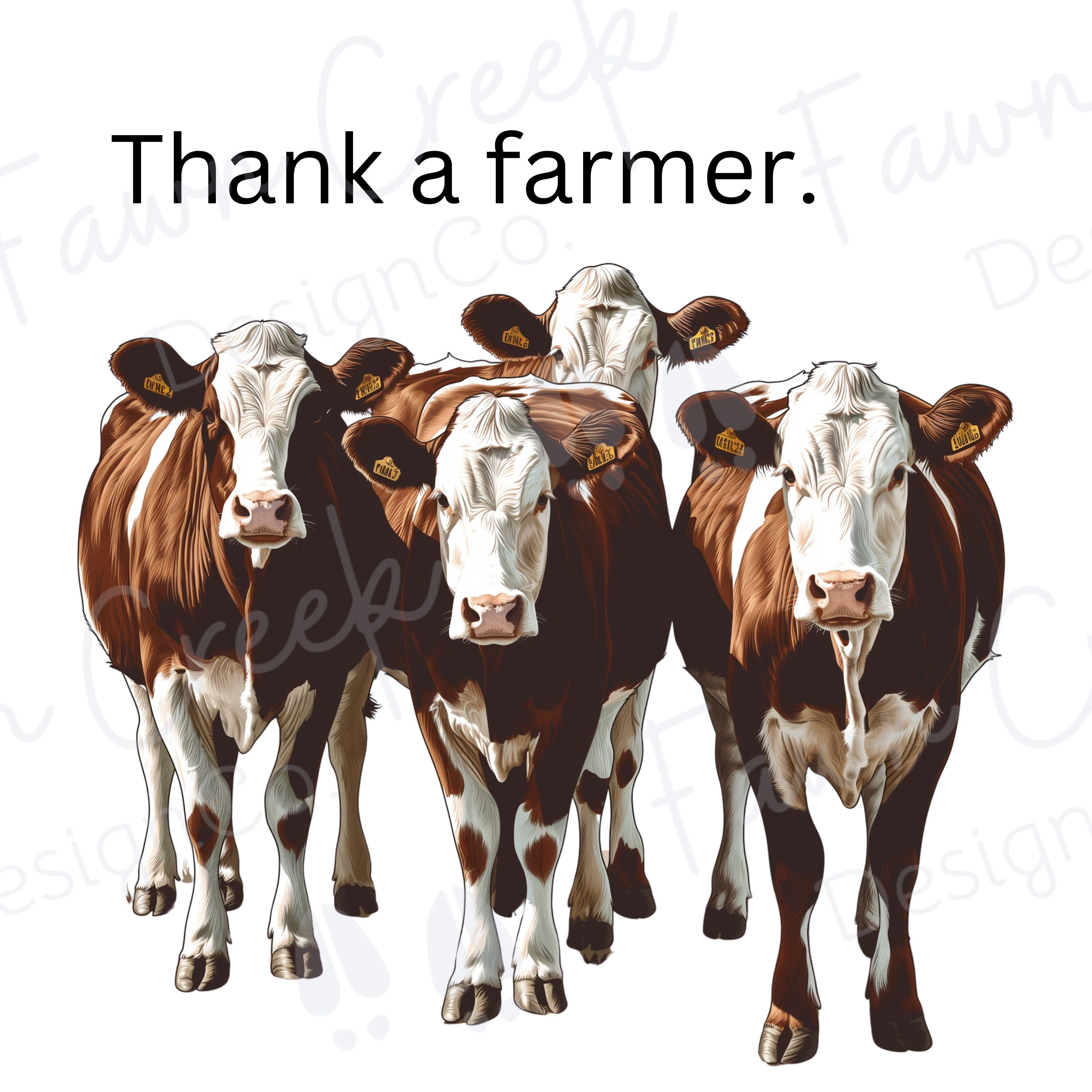 Thank a Farmer Hereford Cow Cattle Png Clip Art - Etsy