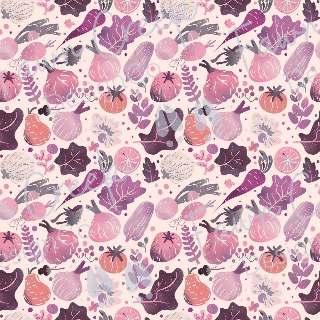 Pink Veggies Seamless Design File - Etsy