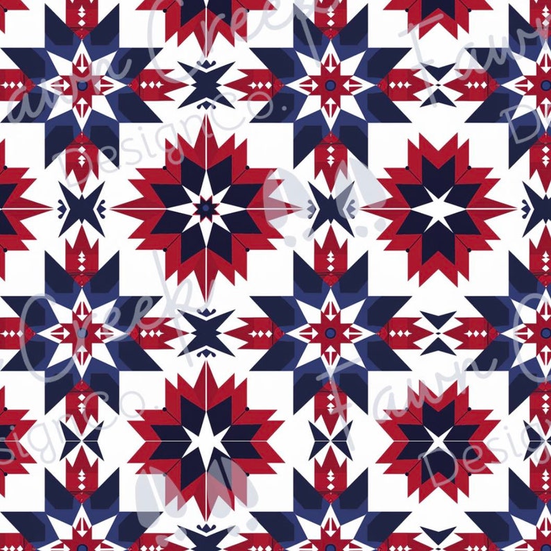 USA Patriotic Barn Quilt Red White Blue Seamless Design File - Etsy