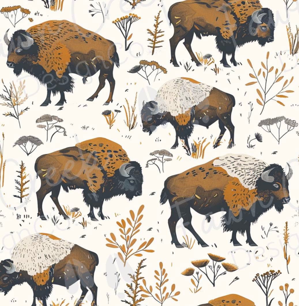 Buffalo Western Dainty Prairie Seamless Digital Design File - Etsy