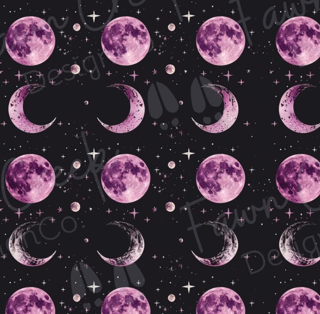 Moons Purple Phases Seamless Design File - Etsy