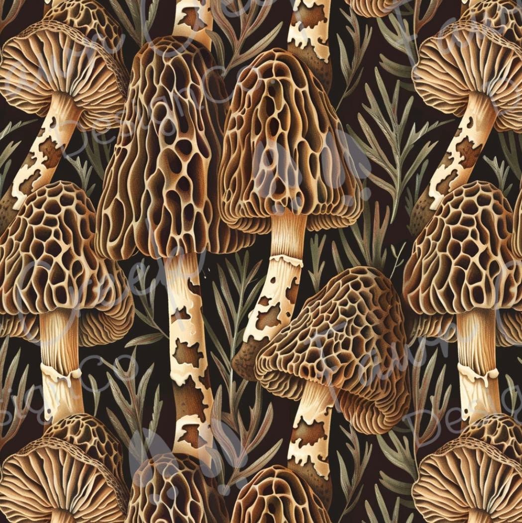 Morels Dry Land Fish Mushroom Seamless Digital Design File PNG - Etsy