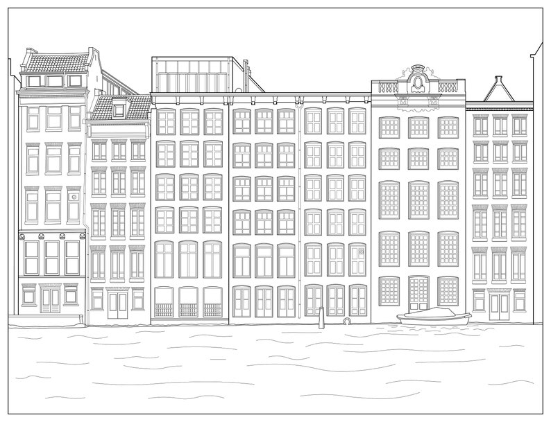 Coloring Pages Amsterdam Print Adult Coloring Adult - Etsy