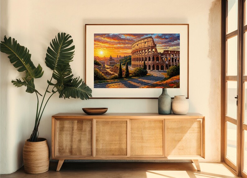 Rome Colosseum Wall Art | Italy Landmark Poster | Oil Painting Style ...