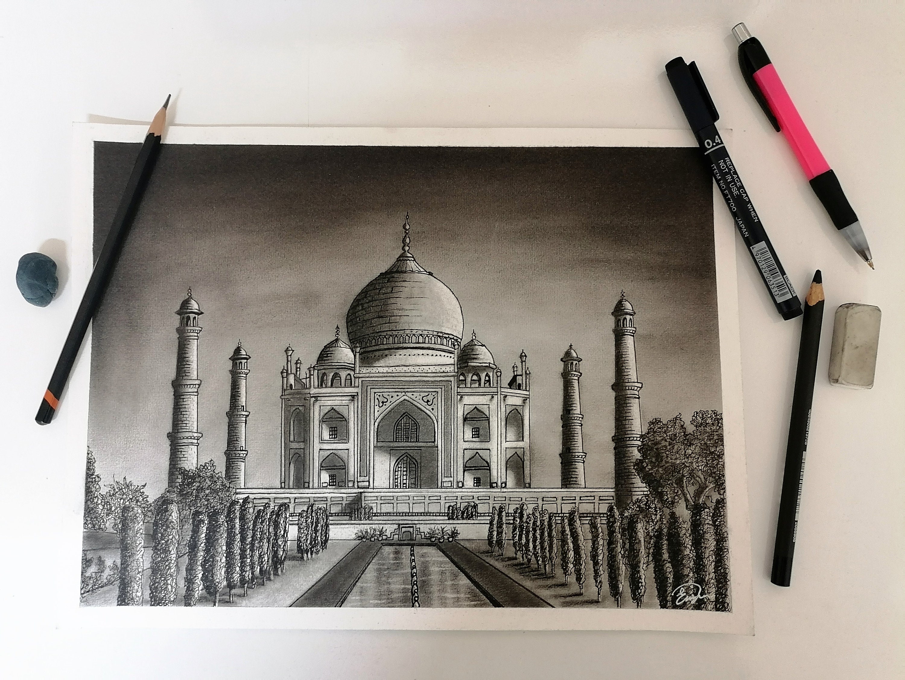 Pencil Drawing Of Taj Mahal