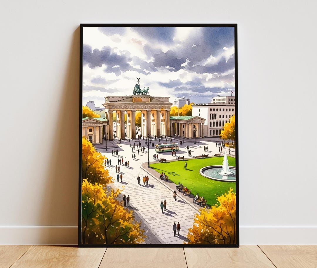 Brandenburg Gate Poster, Berlin Wall Art, Watercolor Digital Print ...