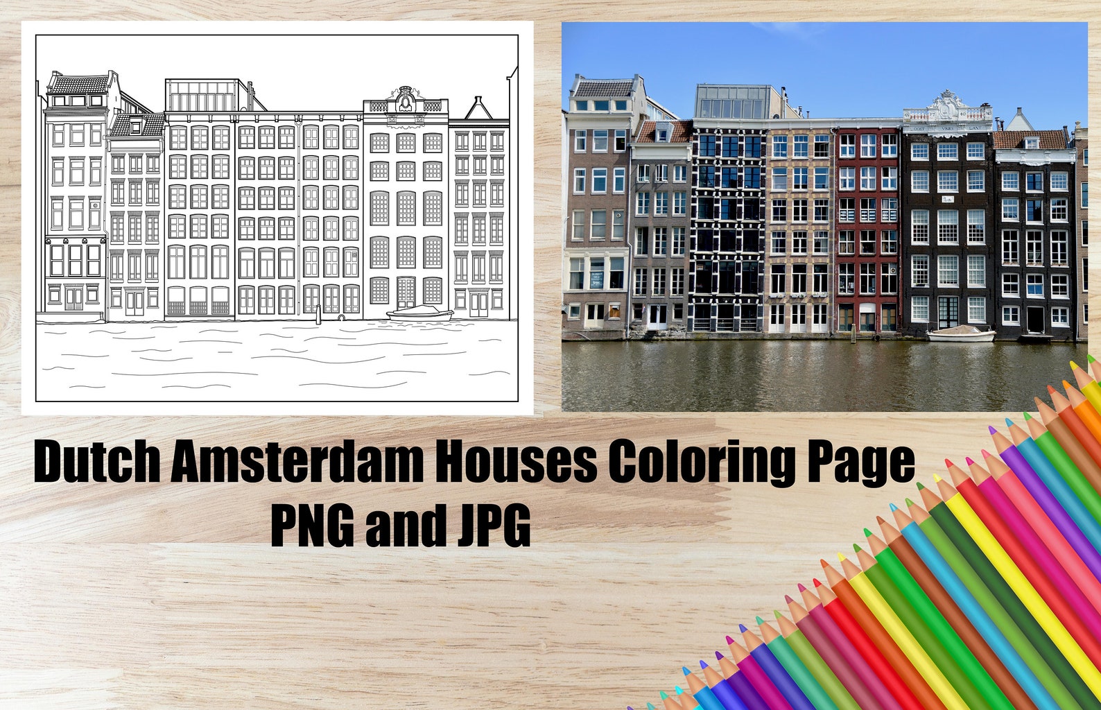 Coloring Pages Amsterdam Print Adult Coloring Adult - Etsy