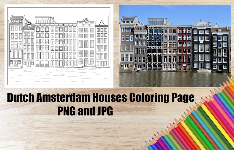 Coloring Pages Amsterdam Print Adult Coloring Adult - Etsy