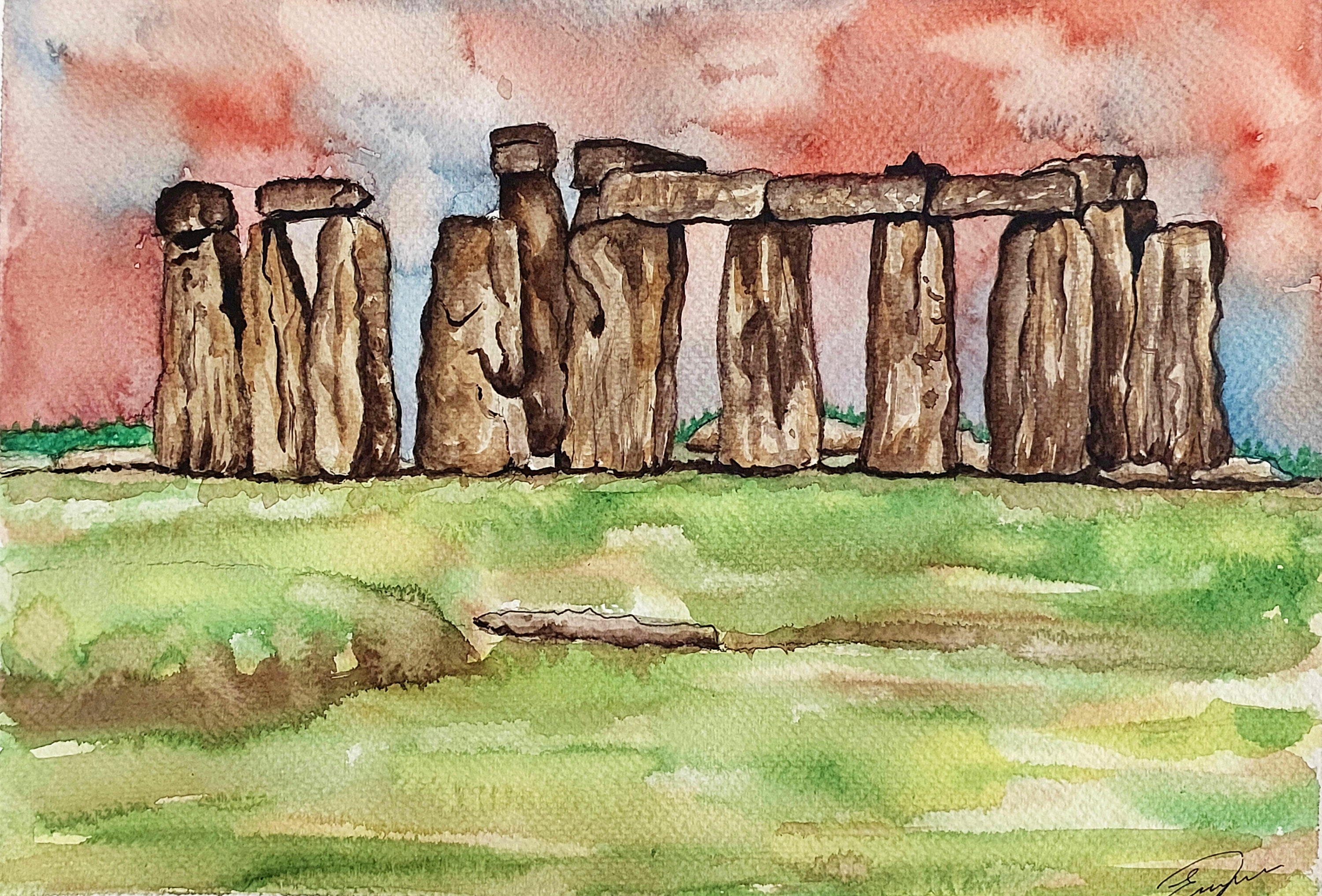 Stonehenge England Watercolor Art Stonehenge England - Etsy