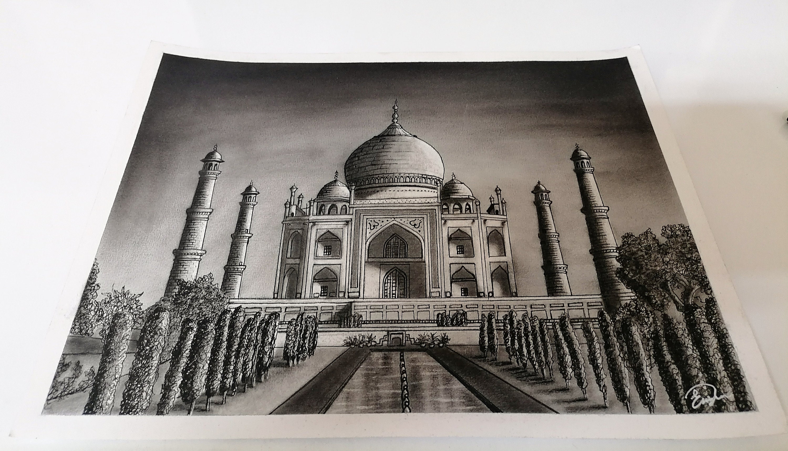 Taj Mahal Pencil Drawing