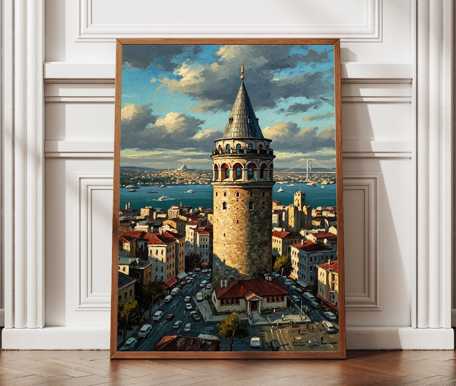 Galata Tower Istanbul View Oil Painting Textured Style Print Wall Art ...