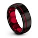 Mens Wedding Band Red, Black Tungsten Ring 8mm, Wedding Ring ...