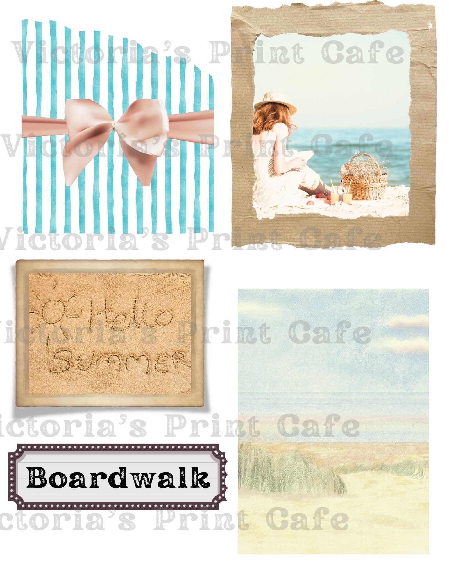 Boardwalk Ephemera, Summer Beach Scrapbooking, Carnival (digital ...
