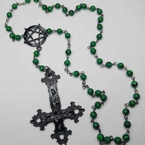 Black Victorian Inverted Cross Death Moth Pentagram Rosary - Etsy