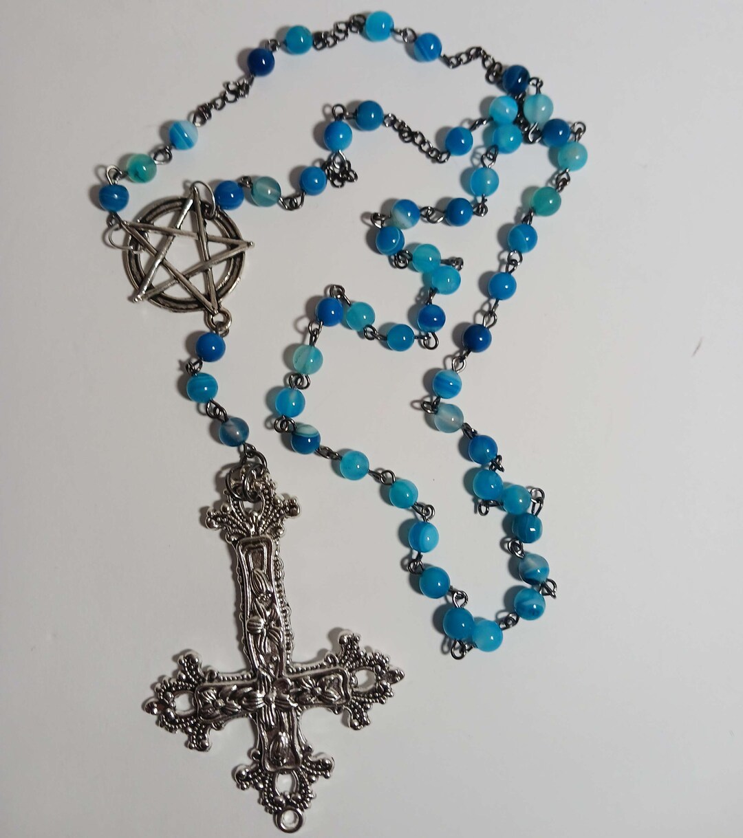 Victorian Inverted Cross Pentagram Rosary - Etsy
