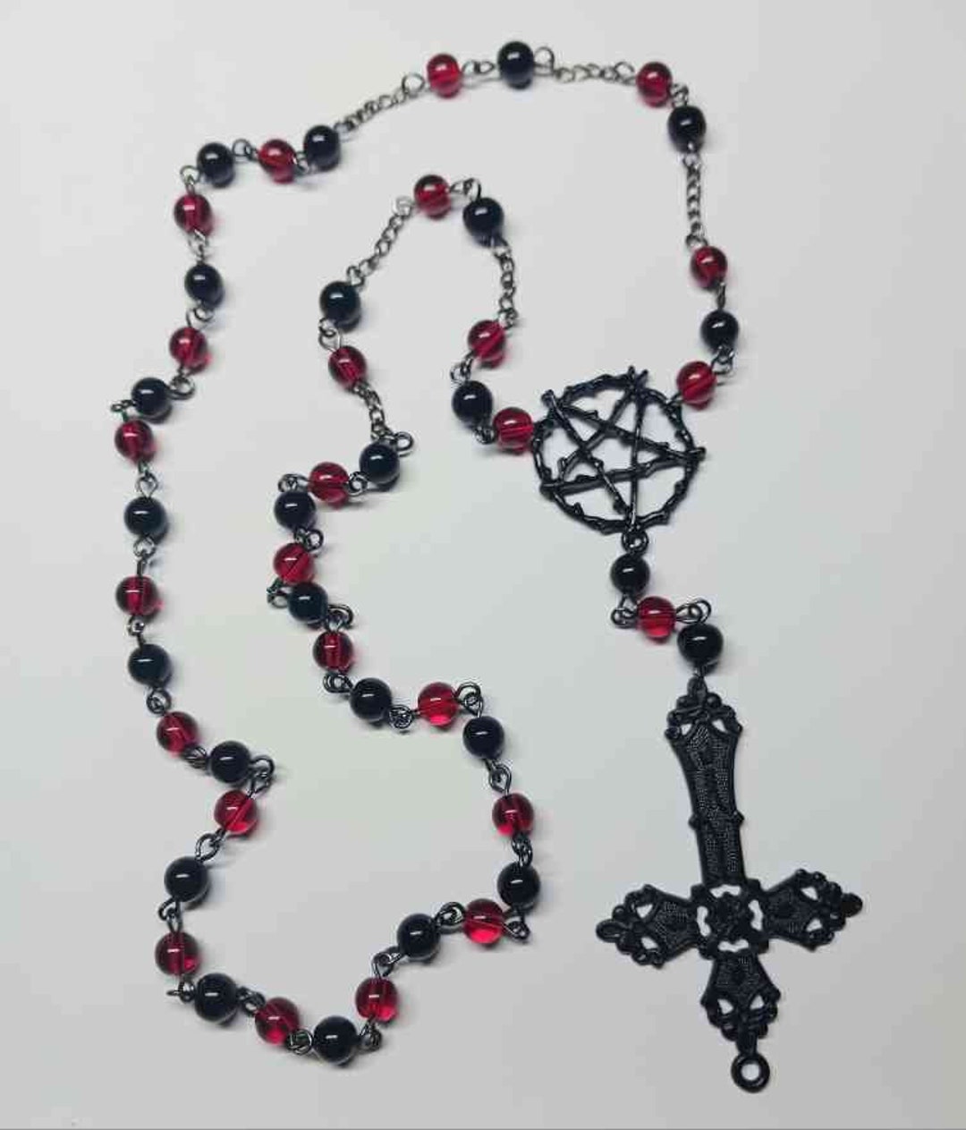 Portrait Pendant Rosary Inverted Cross Pentagram - Etsy
