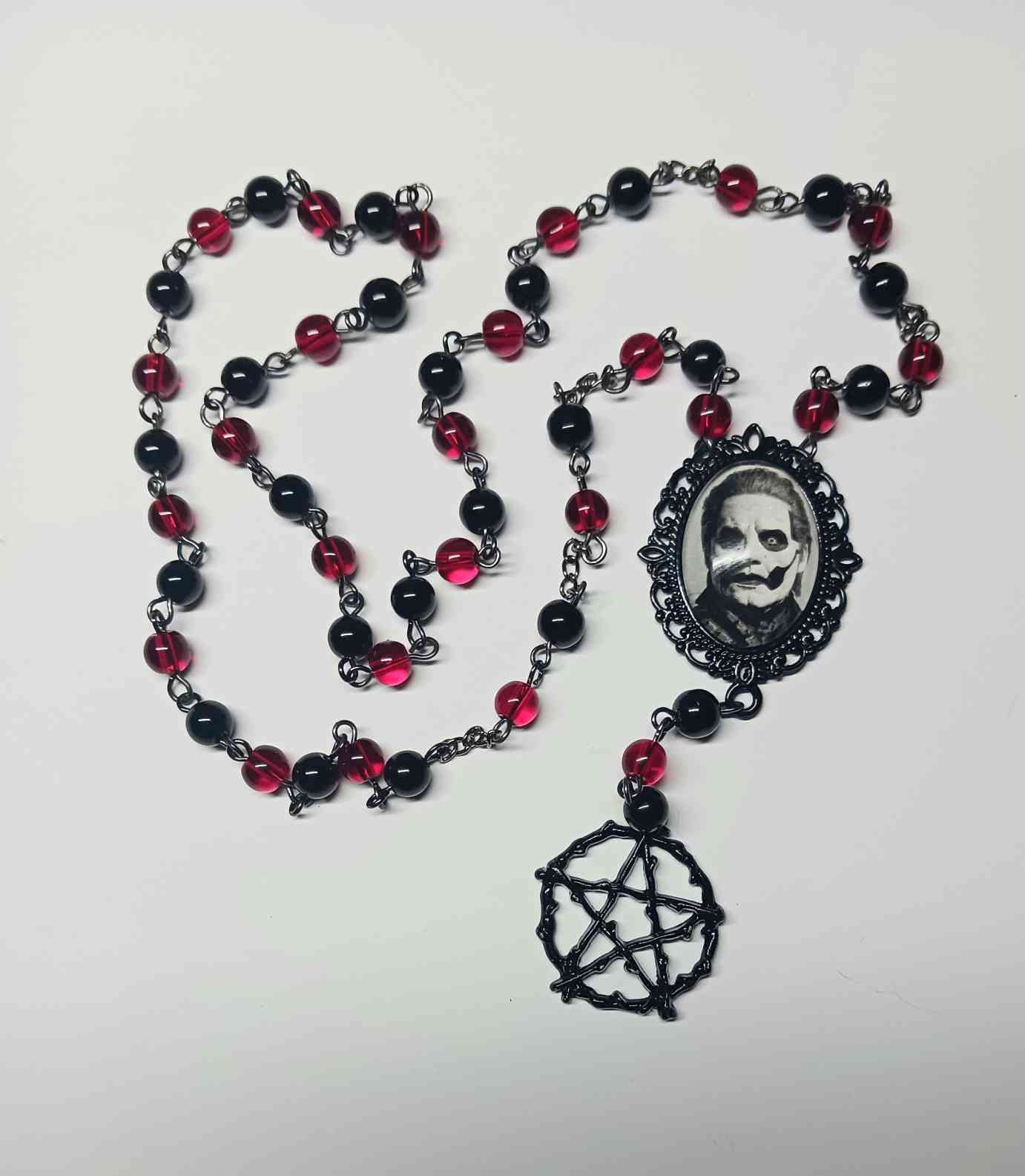 Portrait Pendant Rosary Inverted Cross Pentagram - Etsy