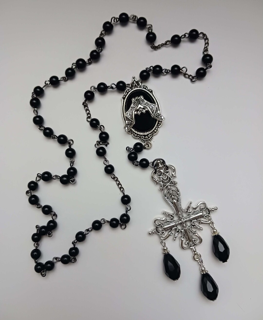 Filigree Inverted Bat Pendant Rosary - Etsy