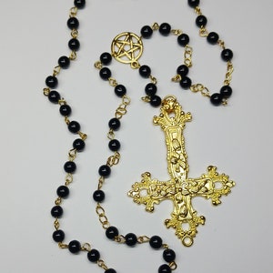 Gold Victorian Inverted Cross Death Moth Pentagram Rosary - Etsy