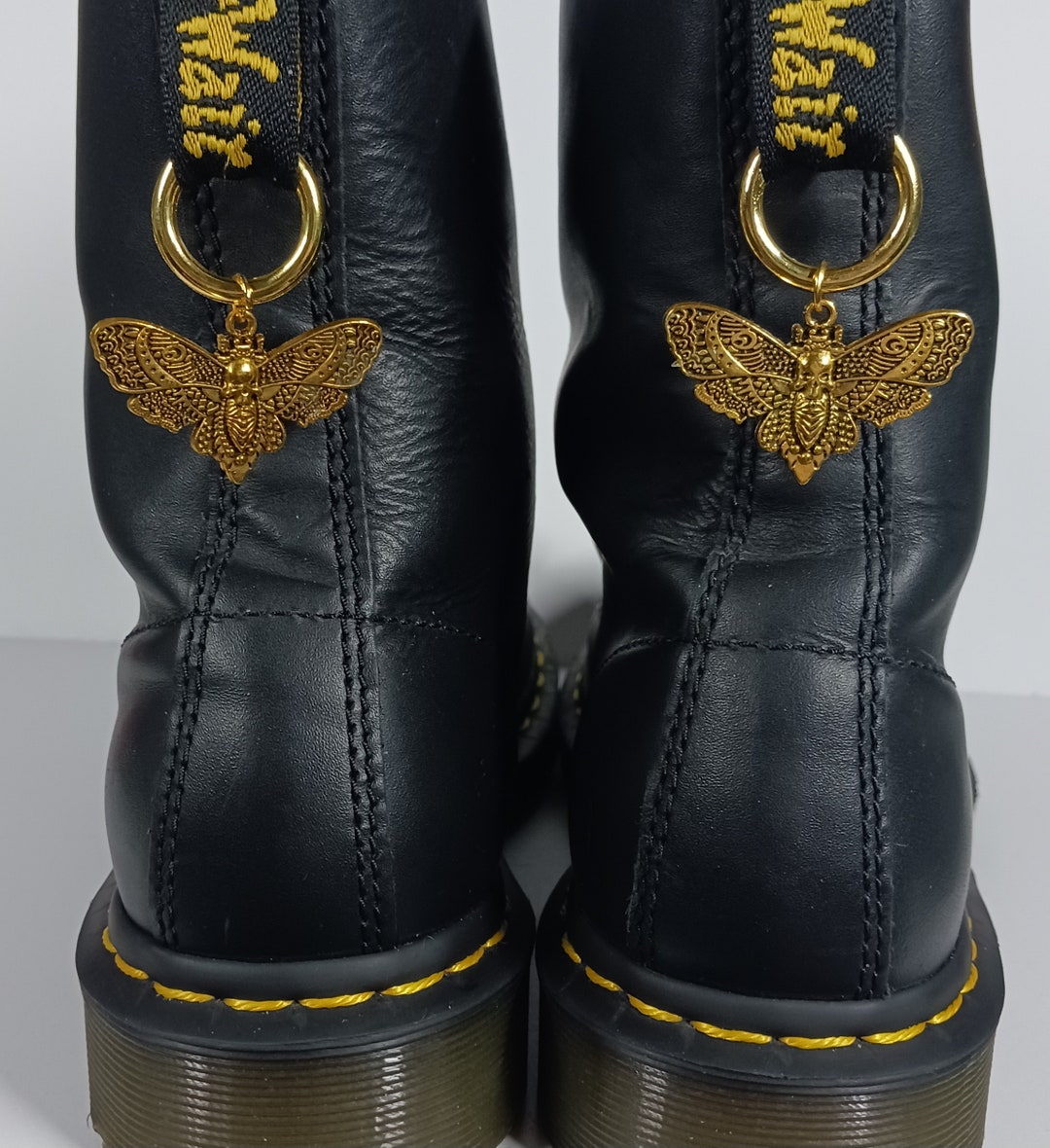Death's Head Moth Boot Charms - Silver Black Gold Doc Dr. Martens Docs ...