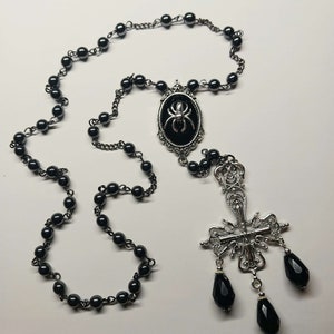 Hematite Rosary Inverted Cross Spider Pendant - Etsy
