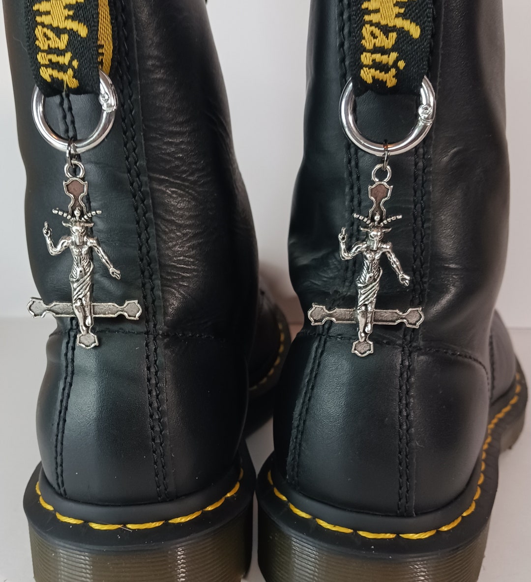Baphomet Inverted Cross Boot Charms - Silver Black Doc Dr. Martens Docs ...