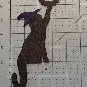 Spooky Cat Holding Bat, Halloween Wooden Door Accent, Spooky Decor, Cat ...