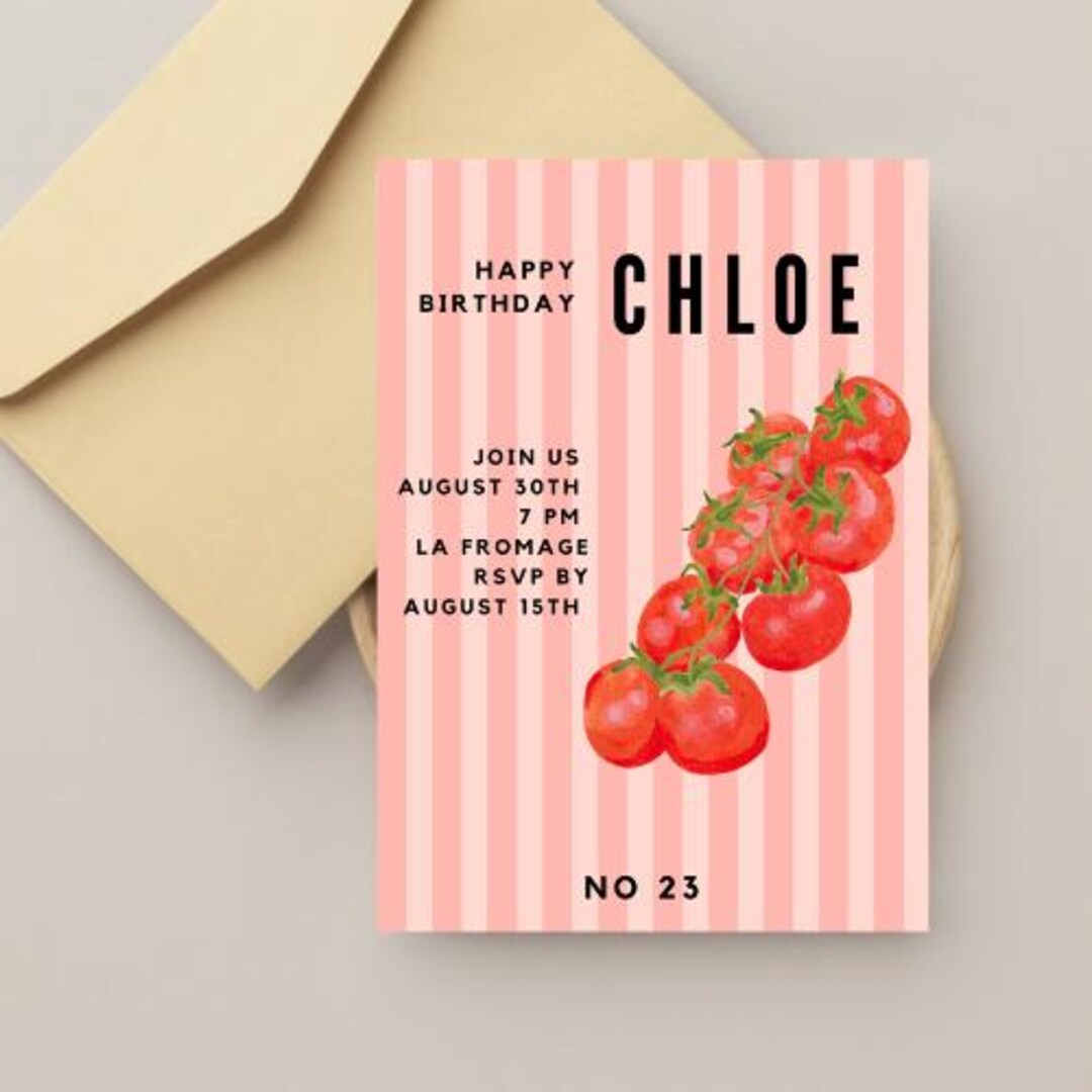 Classy Tomato Themed Birthday Invitation - Etsy
