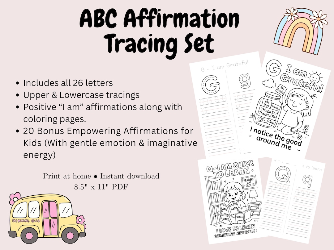 ABC Affirmation Tracing Worksheets for Kids – A to Z Alphabet ...