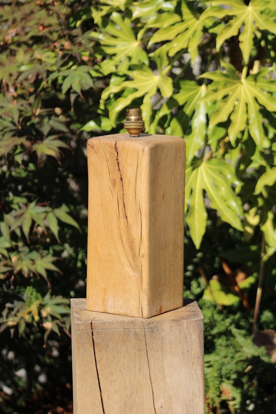Solid Oak Block Lamp - Etsy UK
