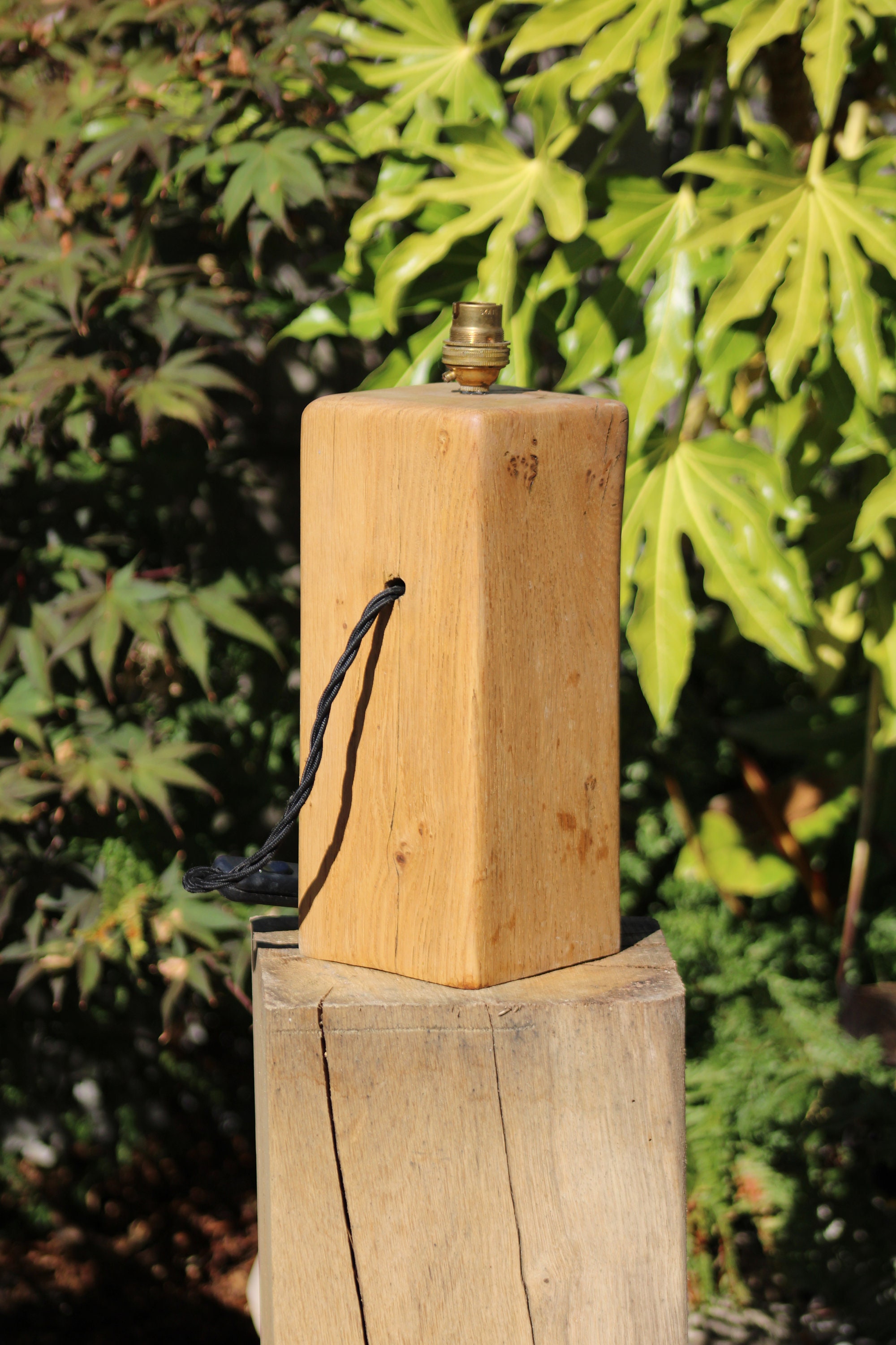 Solid Oak Block Lamp - Etsy UK