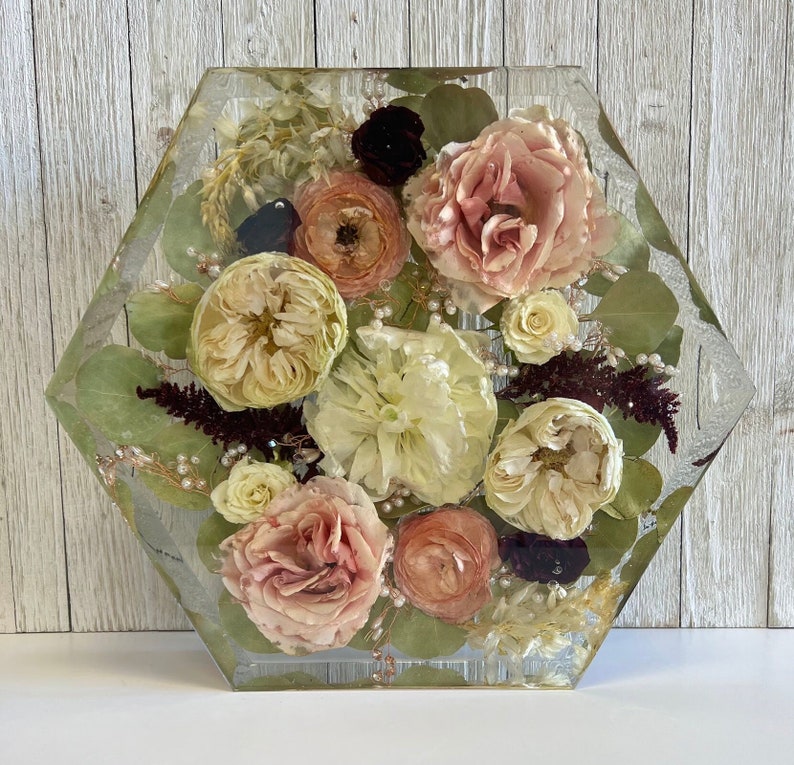 Custom Flower Preservation, Resin Hexagon, Floral Preservation, Funeral ...