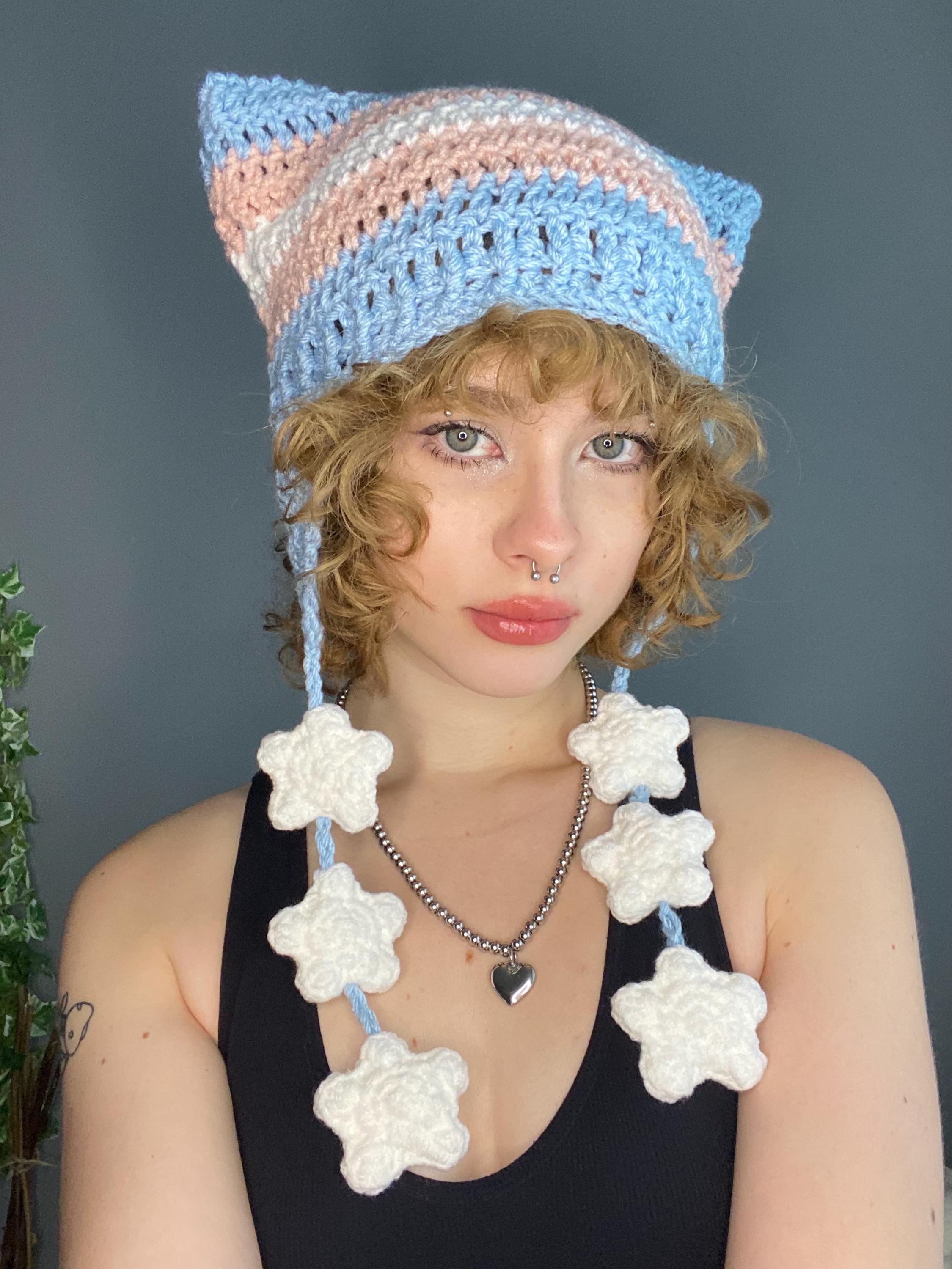 PATTERN Crochet Transgender Flag Colors Ear Flap Cat Ears Hat - Etsy