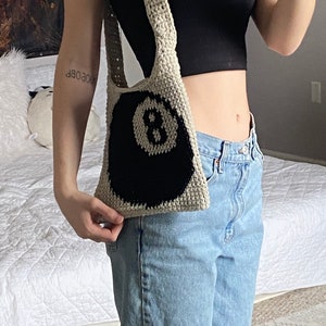 Hand Bag Eight Ball Design Crocheted Knit Purse Tote - Etsy