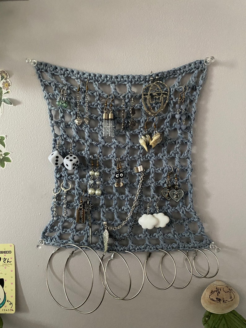 PATTERN 4-in-1 Crochet Earring Mesh Netted Jewelry Holders Four Styles ...