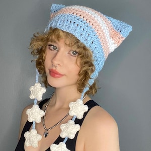 PATTERN Crochet Transgender Flag Colors Ear Flap Cat Ears Hat - Etsy