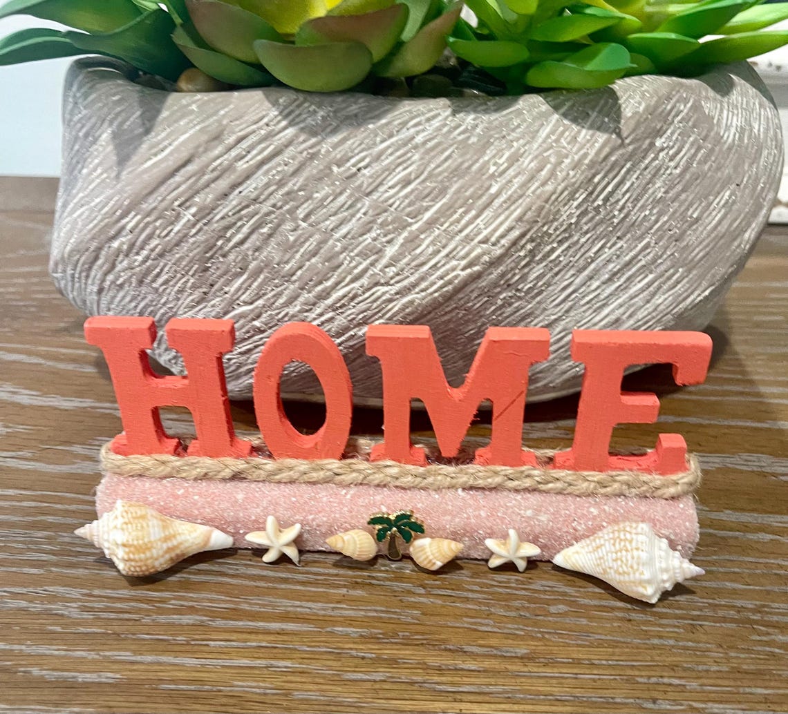 Wooden Home Sign With Shells and Decor - Etsy
