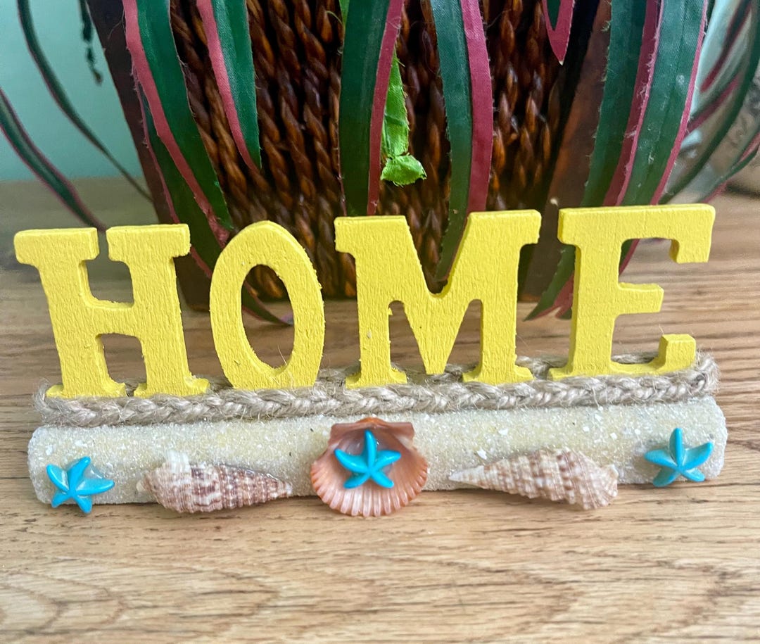 Wooden Home Sign With Shells and Decor - Etsy