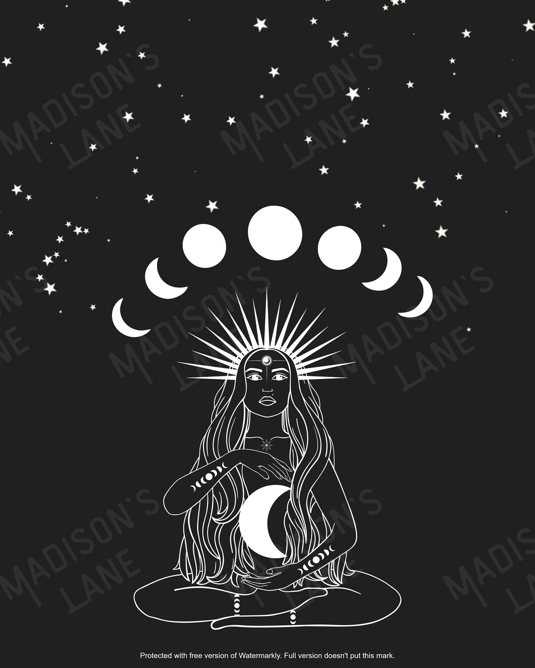 Moon Girl Art Graphic Print - Etsy