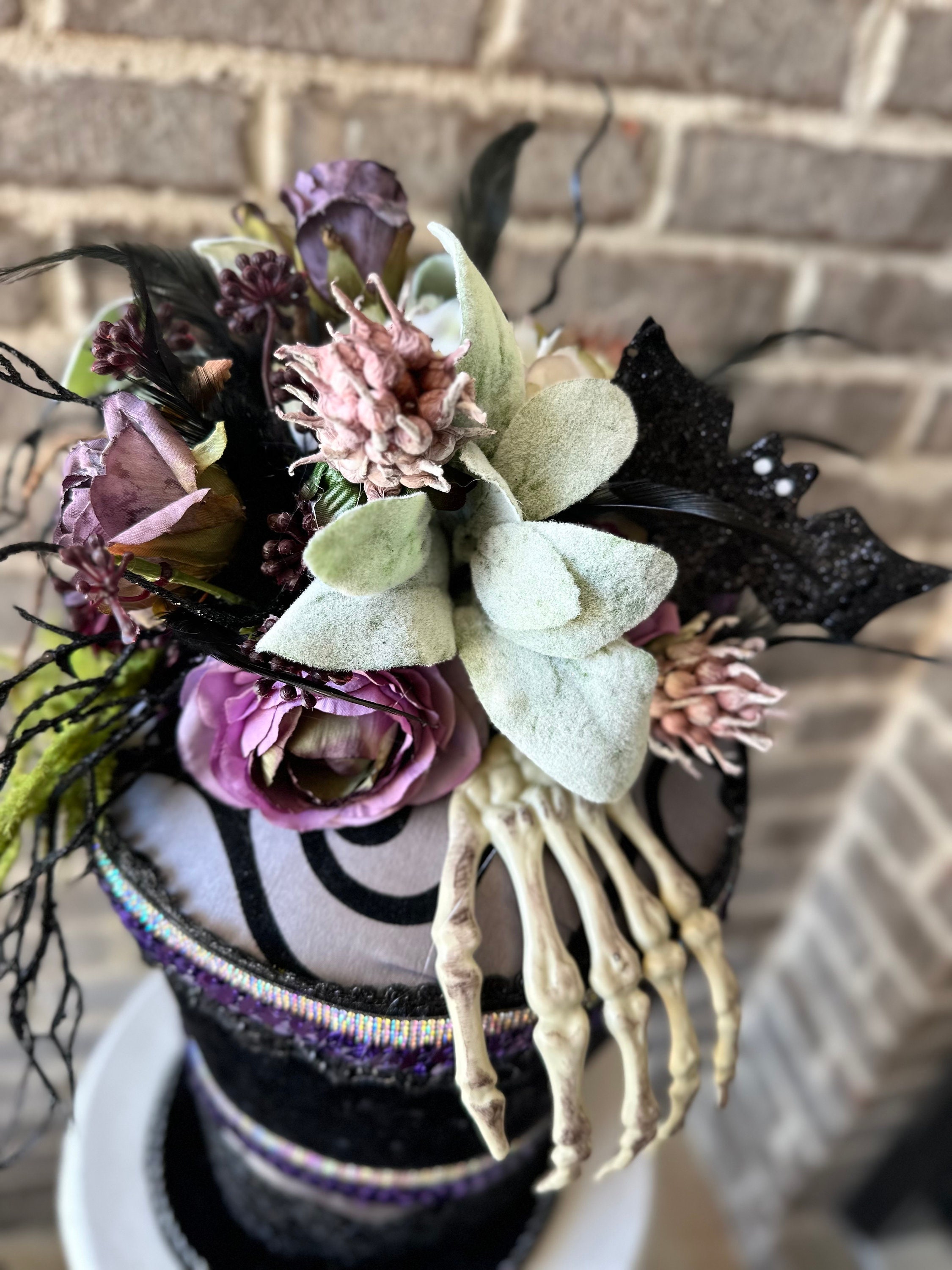 Halloween Hat, Halloween Décor, Skeleton Hand, Wreath Attachment ...