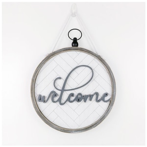 Reversable Welcome Sign for Front Door With Scrabble Tiles, Round ...