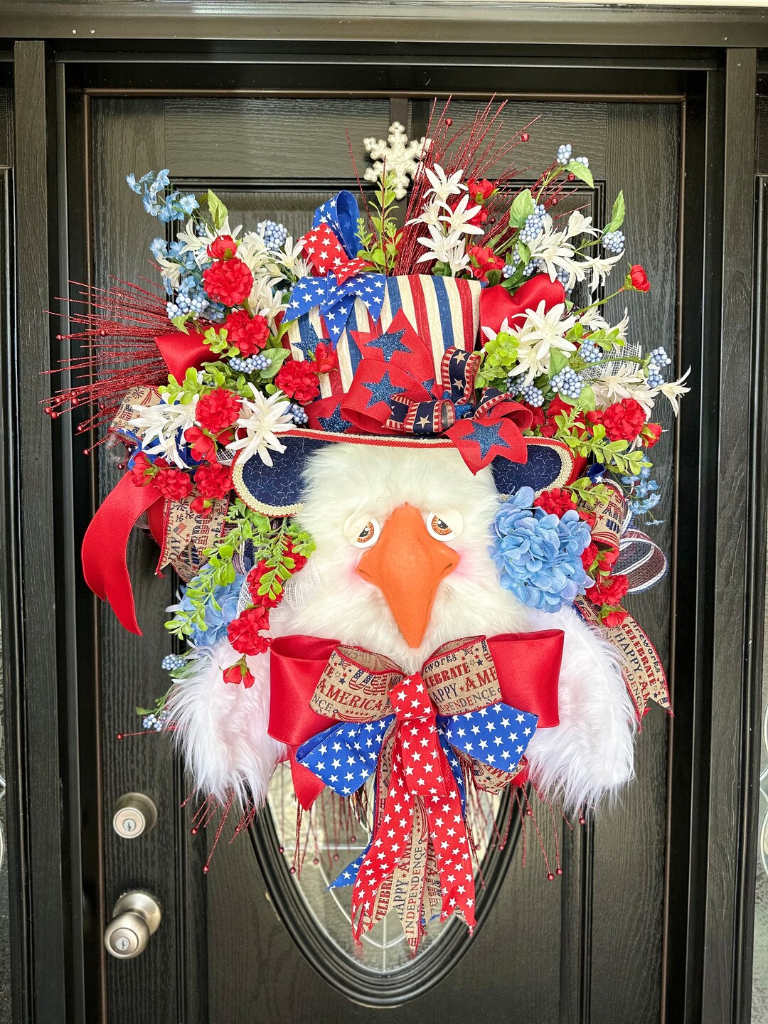 Fourth of July Wreath Front Door Wreath Bald Eagle Wreath With Top Hat ...
