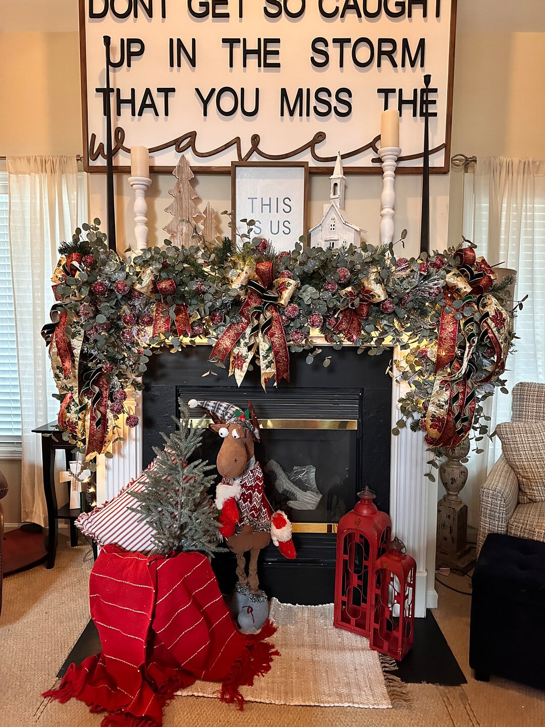 Eucalyptus Garland for Mantel or Front Door, Rustic Garland for Mantel ...