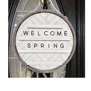Reversable Welcome Sign for Front Door With Scrabble Tiles, Round ...