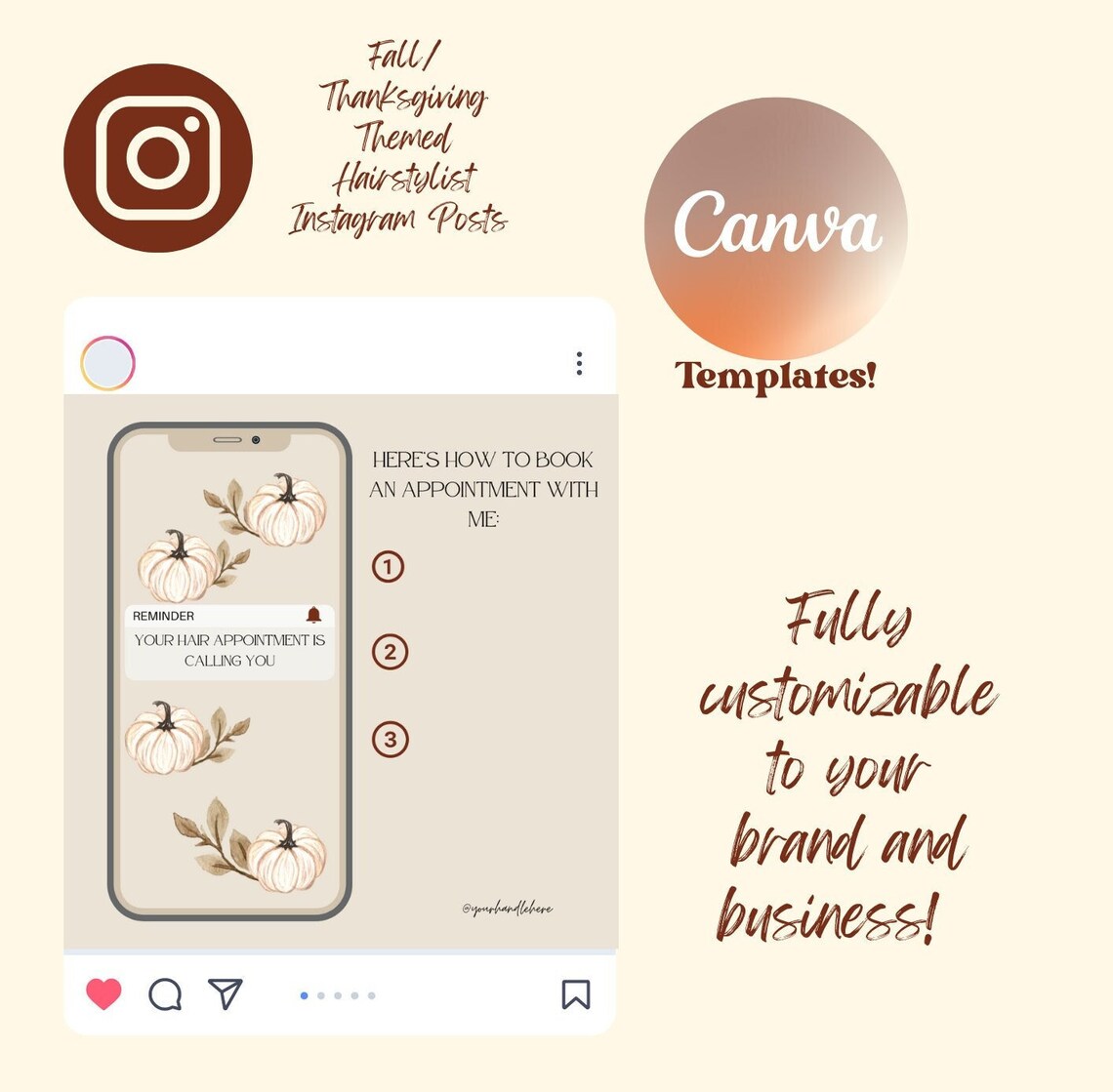5 Fall Themed Instagram Post Templates, Hair Stylist Instagram Post ...