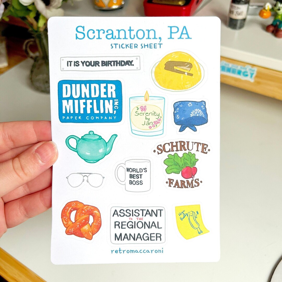 Dunder Mifflin Sticker Sheet the Office Michael Scott Dwight Schrute ...
