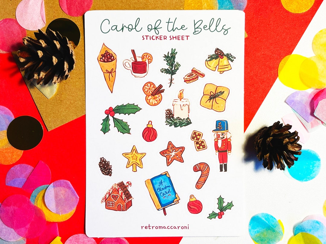 Carol of the Bells Christmas Sticker Sheet Winter Themed Holiday ...