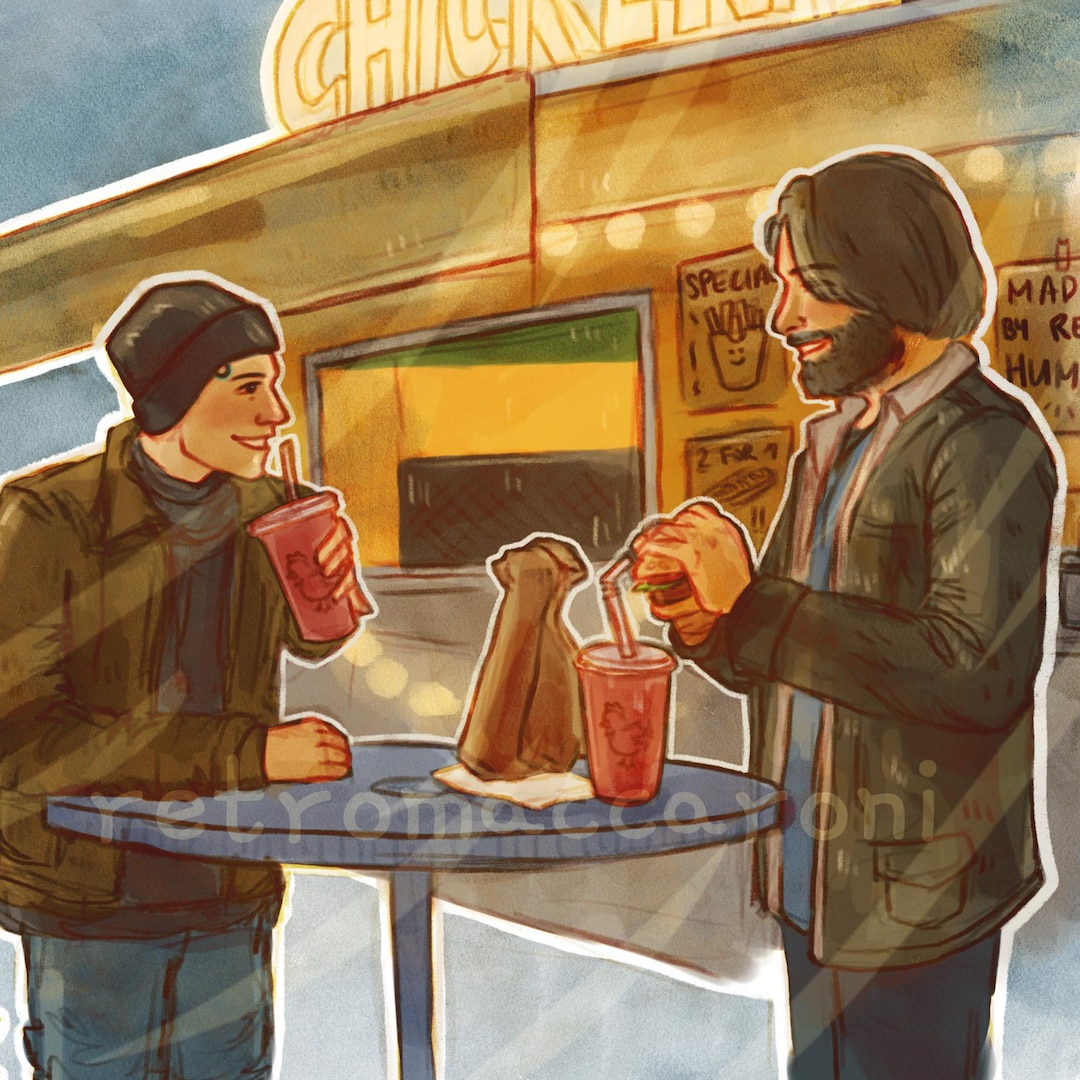 Burger Date Connor & Hank DBH Connor RK800 Hank DBH Fanart Print - Etsy