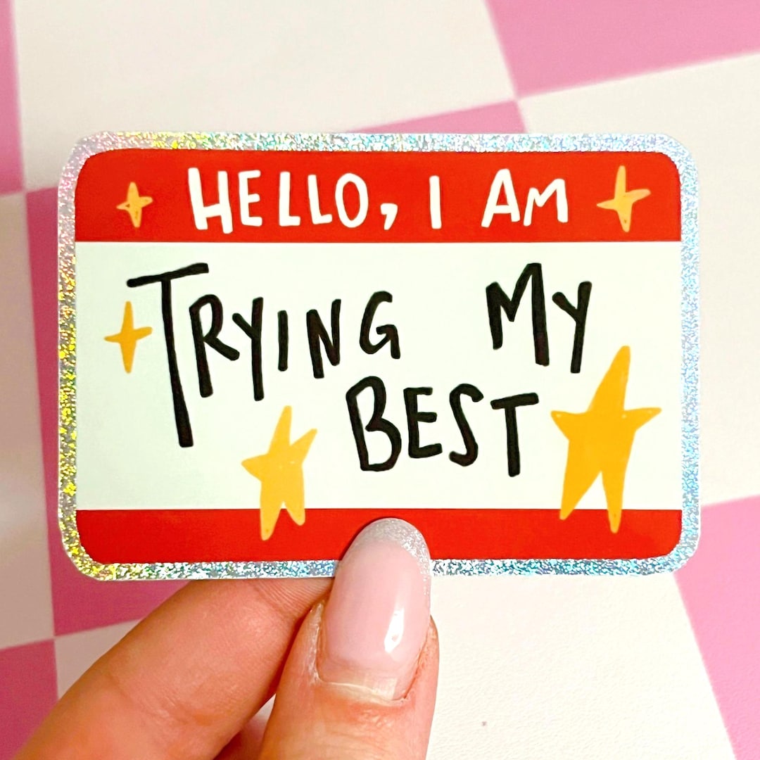 Hello I'm Trying Glitter Sticker | Vinyl Waterproof Kindle E-reader ...