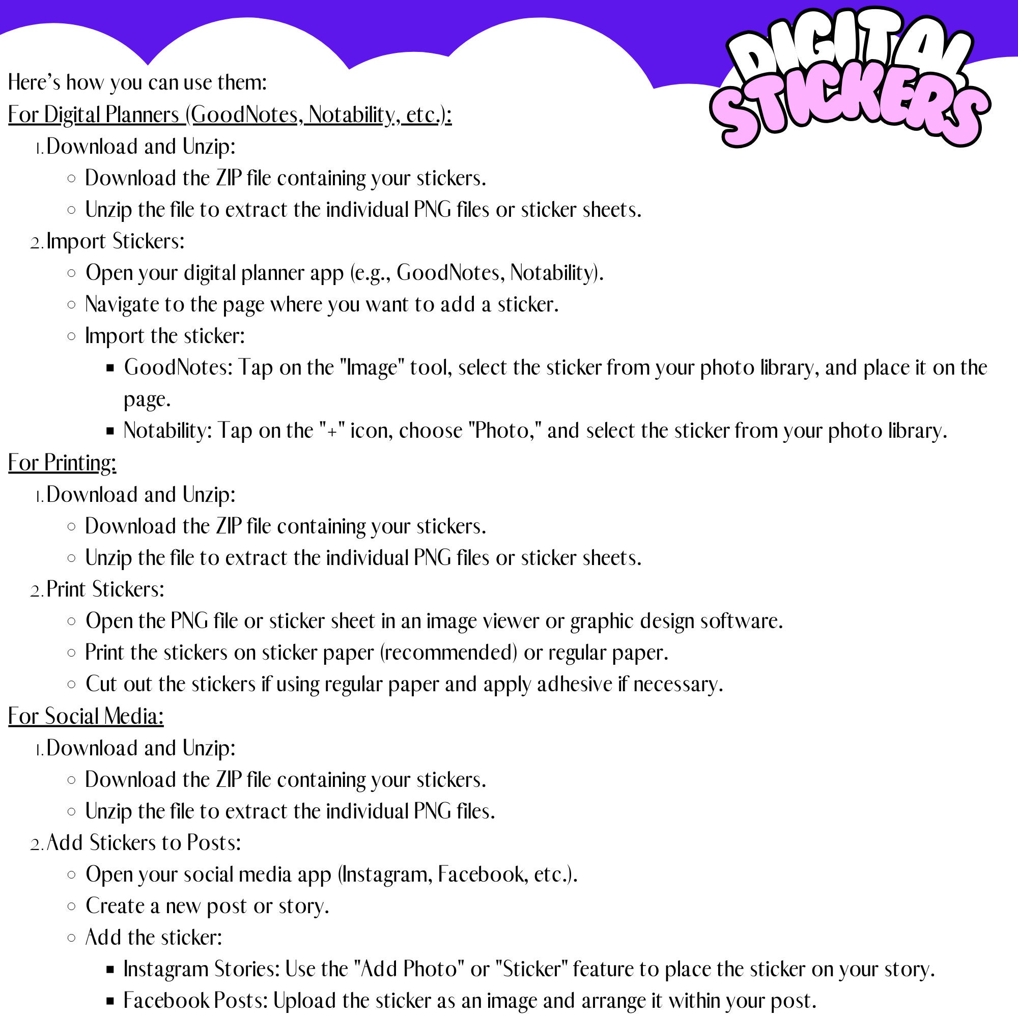 Digital Sticker Pack | Instant Download | Cute Feminine Stickers ...